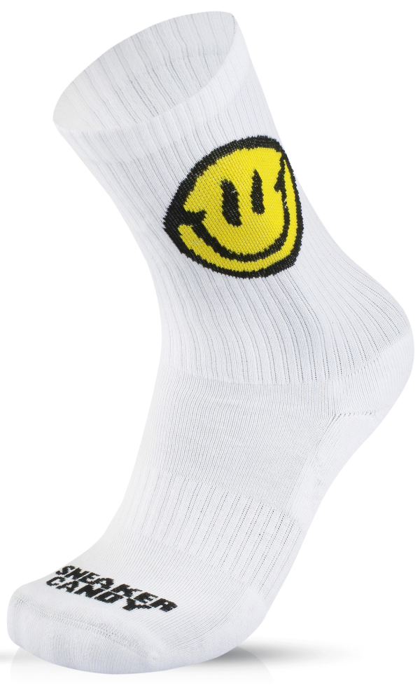 "Smiley Face" White and Yellow Socks – Sneaker Candy
